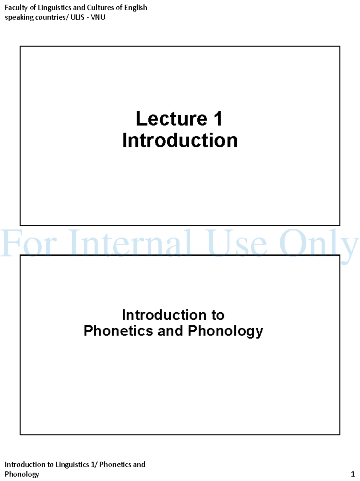 LING 1 Lecture 1: Intro to Phonetics & Phonology at ULIS VNU - Studocu