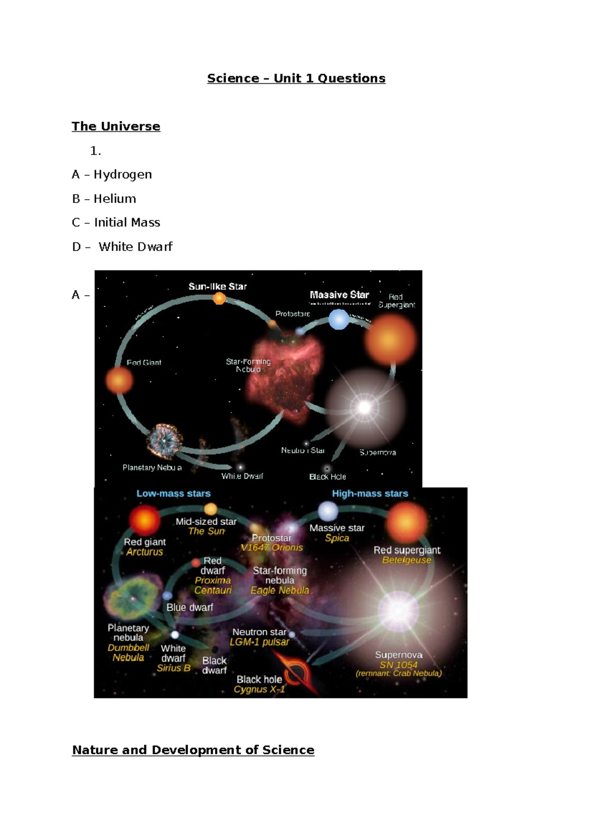 Science Unit 1 Summary: The Universe and Its Components - Studocu
