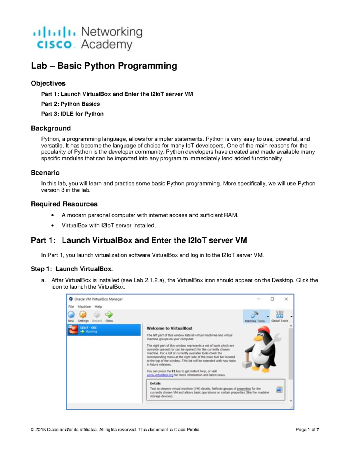 2.1.3.7 Lab - Basic Python Programming - Objectives Part 1: Launch ...