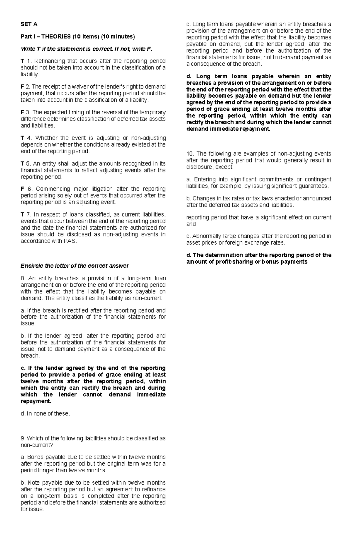 SFP Quiz Part II: Theories and Problem Solving (SET A) - Studocu