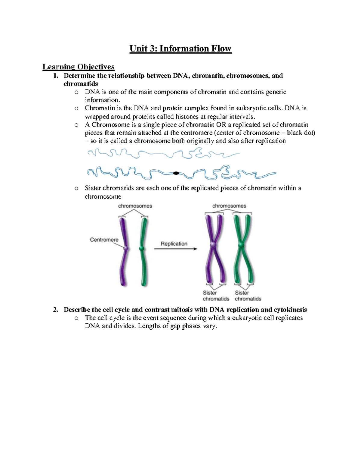 BIO 1107 Unit 3 Study Guide: DNA and Cell Division Processes - Studocu
