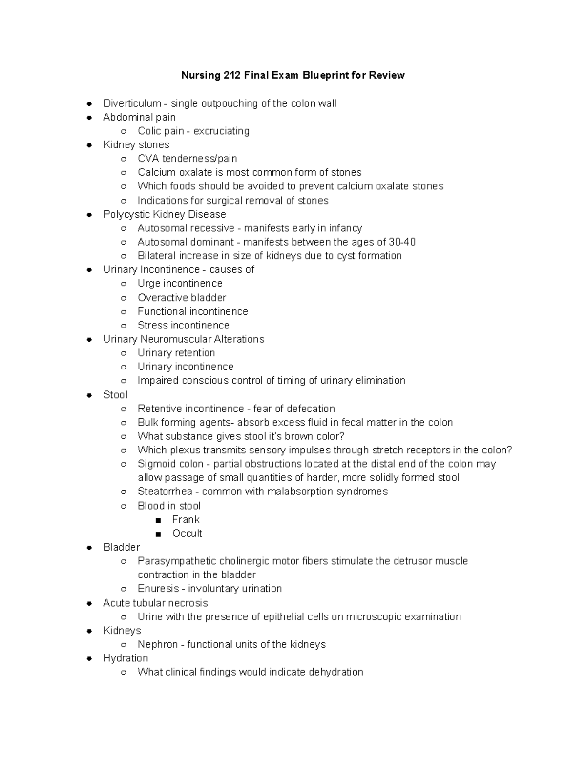 Nursing 212 Final Exam Pathophysiology Study Guide - Studocu