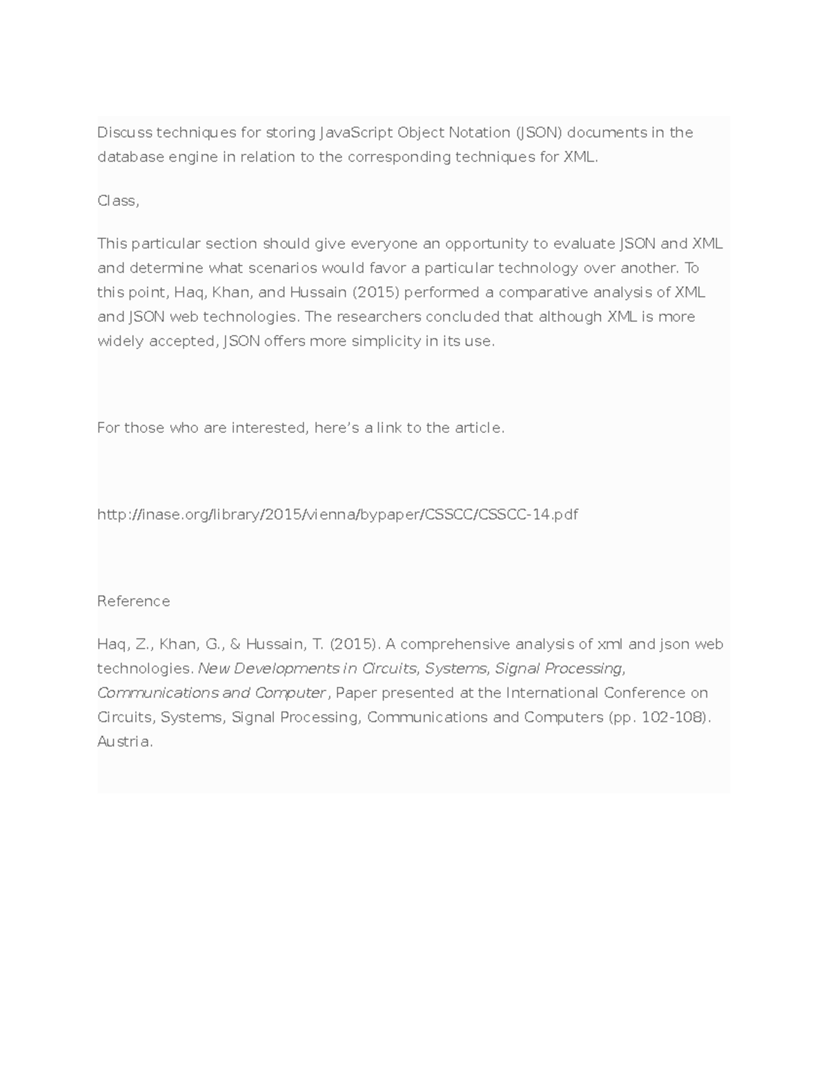 DQ 3-2-10 - DQ 3-2-10 - Discuss techniques for storing JavaScript ...