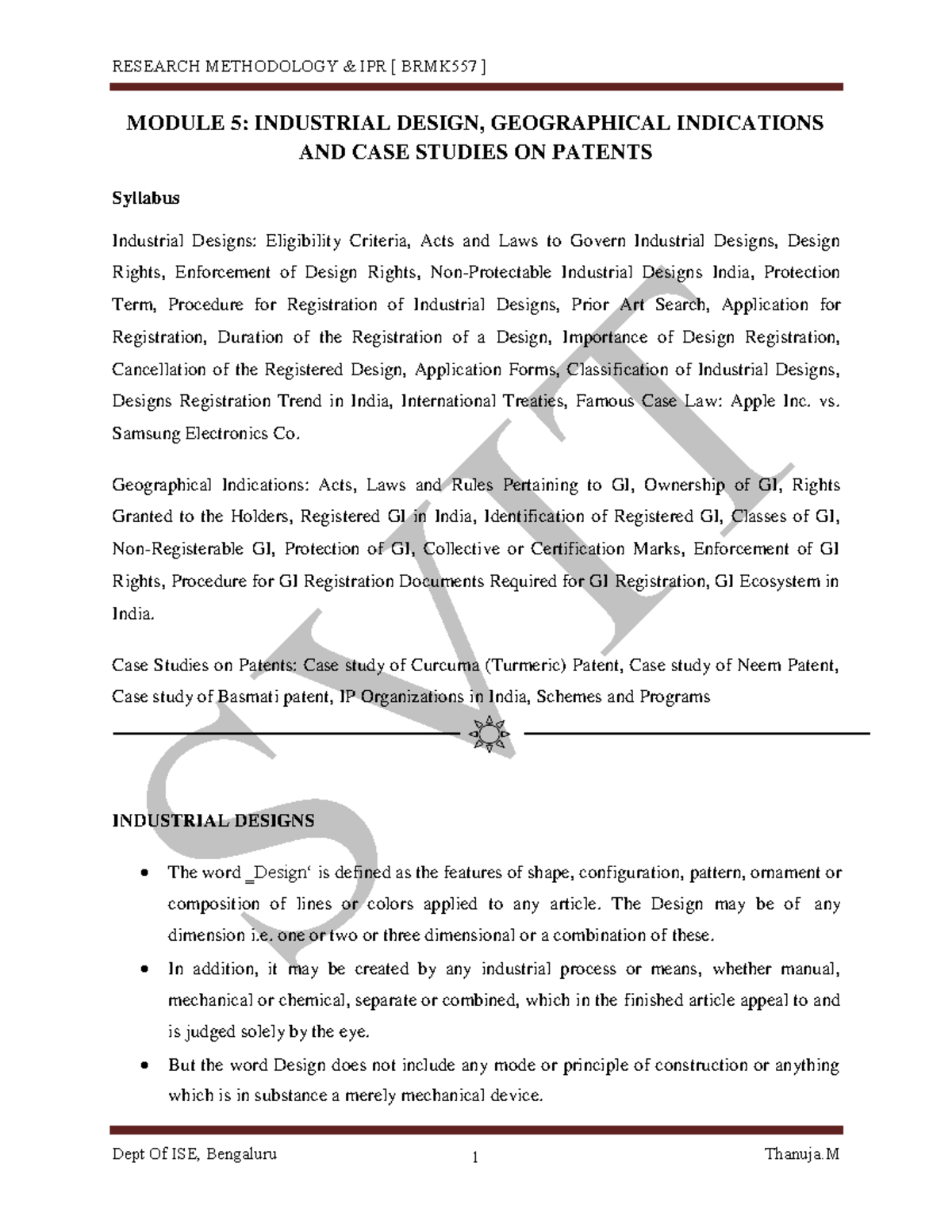 RESEARCH METHODOLOGY IPR BRMK557 MODULE 5: INDUSTRIAL DESIGN & GI CASE ...