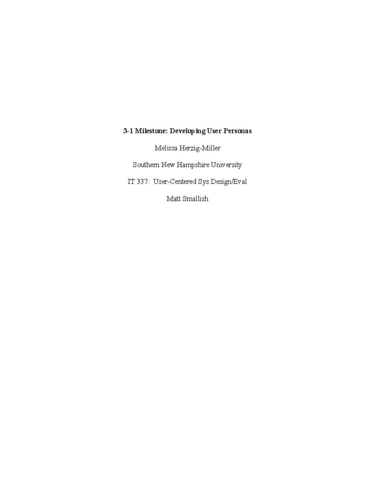 IT 337: Milestone - User Personas Development Analysis - Studocu
