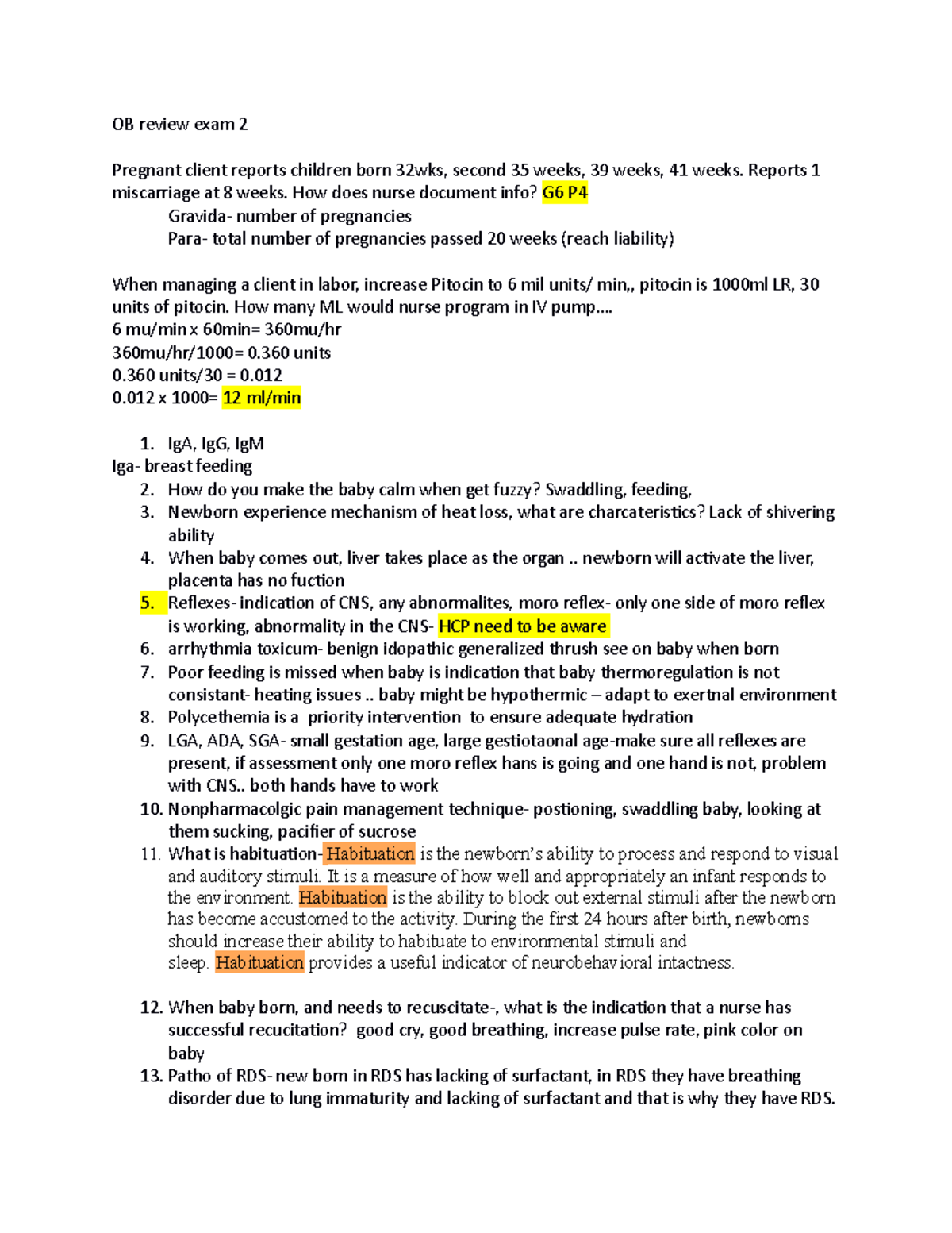 OB Review Exam 2 - Key Nursing Notes for Maternal-Newborn Care - Studocu