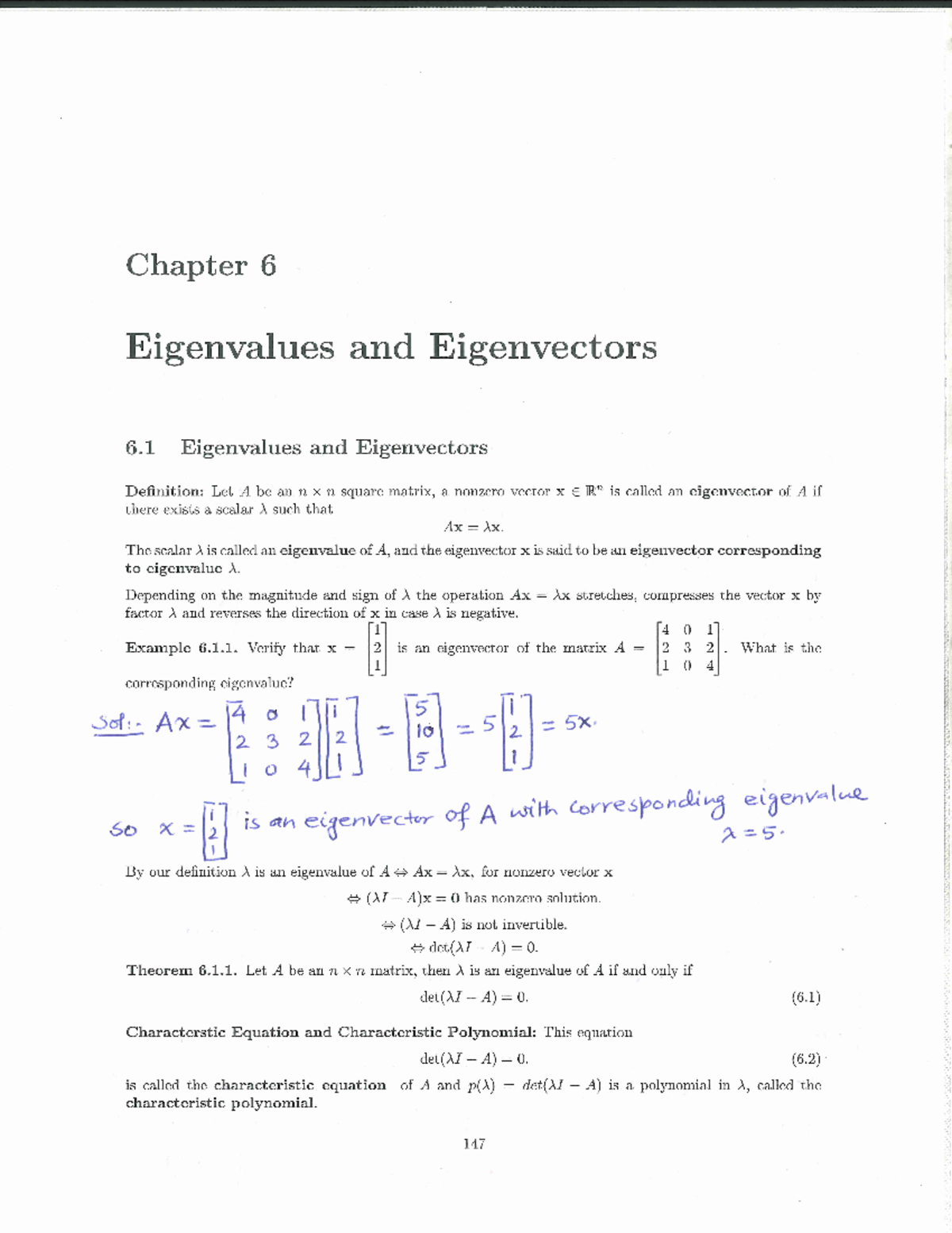 Sec 6.1 - 6.2 Linear Algebra: Eigenvalues and Eigenvectors Analysis - Studocu