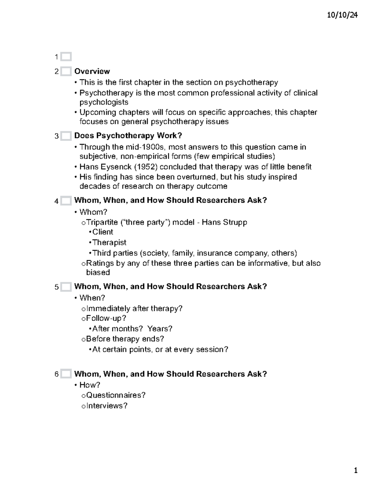 Psychology 101: Chapter 11 PowerPoint Notes on Psychotherapy Overview ...