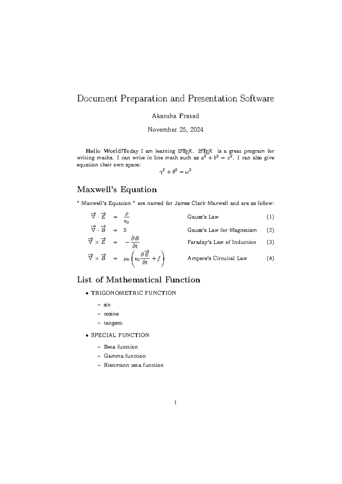 Document Preparation and Presentation Software: LATEX Learning Notes ...
