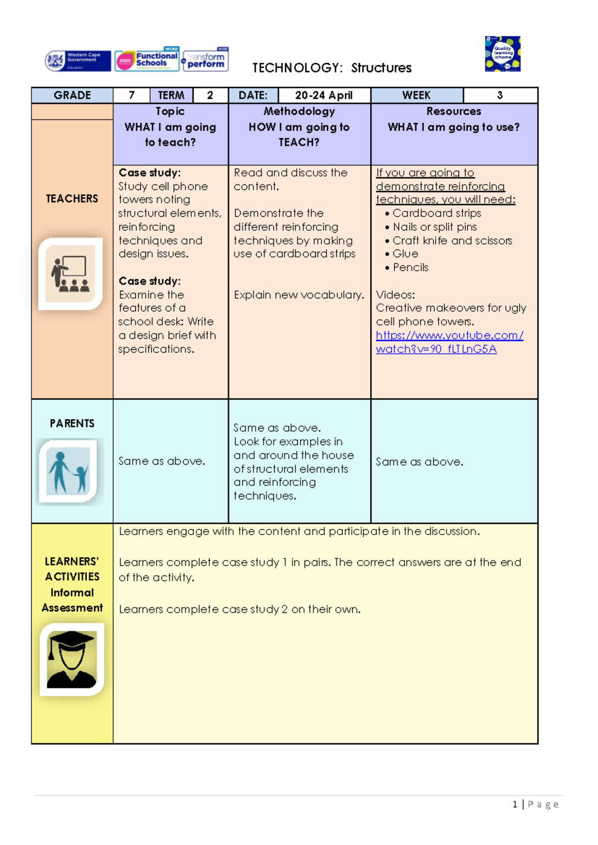 Technology structures case study for grade teachers 7 term 2 - Studocu