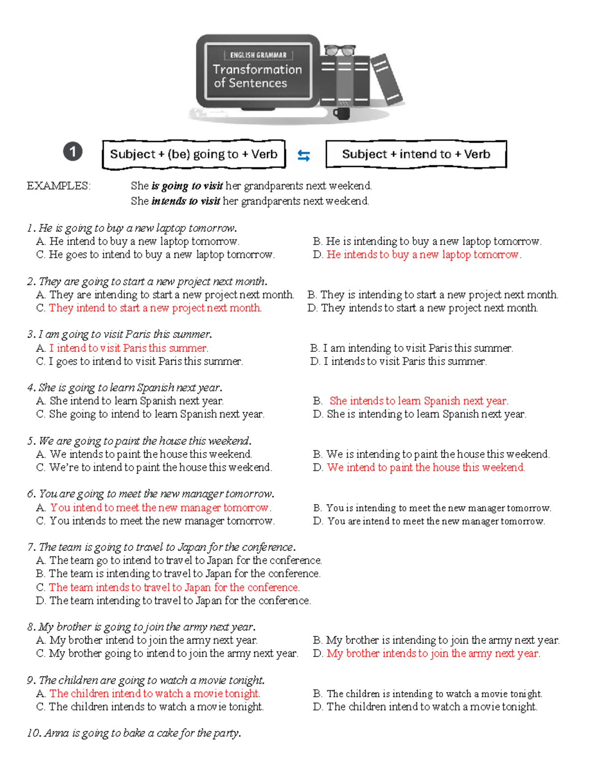 Sentence Transformation Level 2 Answer KEYS (ENG 101) - Studocu