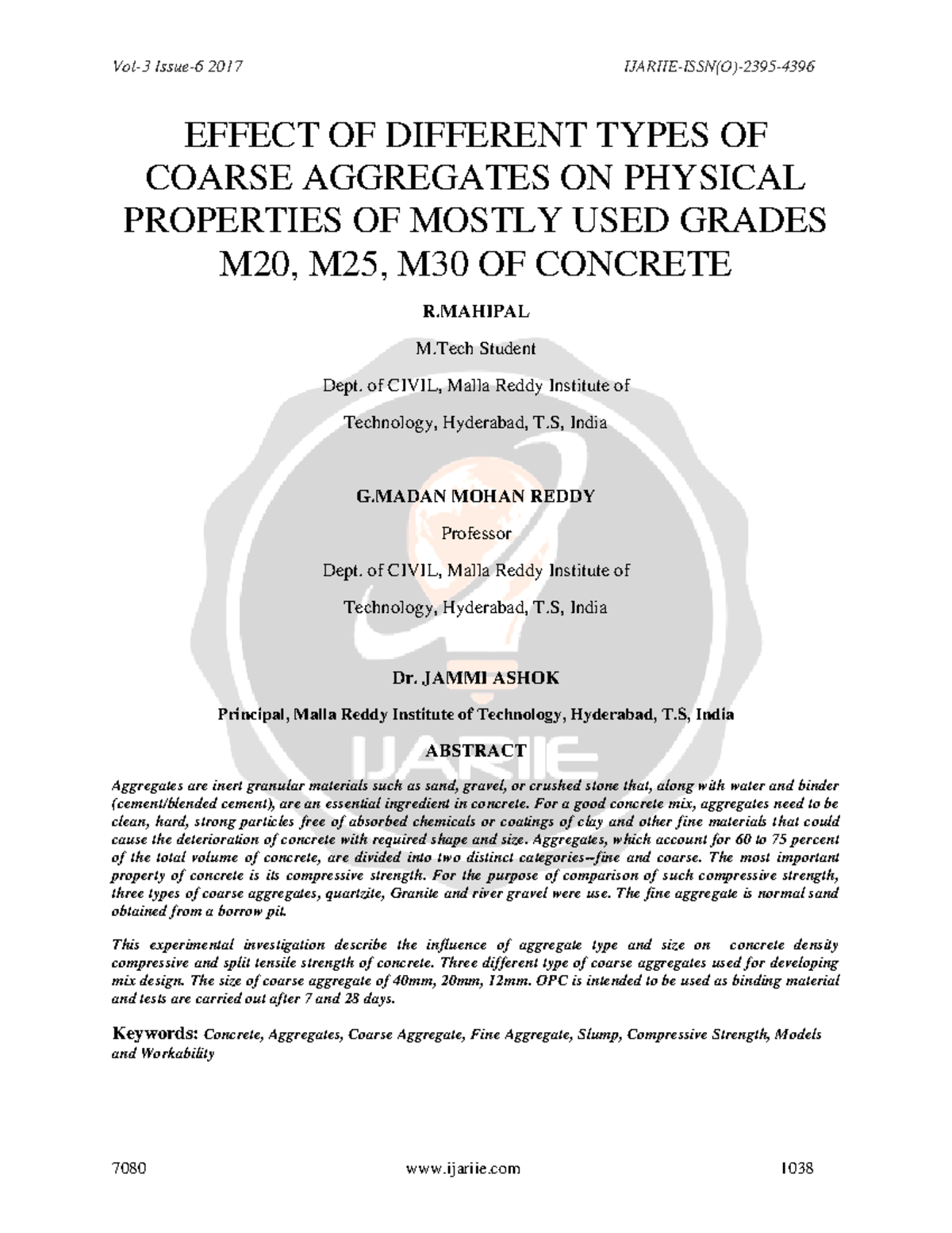 Effect of Coarse Aggregates on Physical Properties of Concrete Grades ...