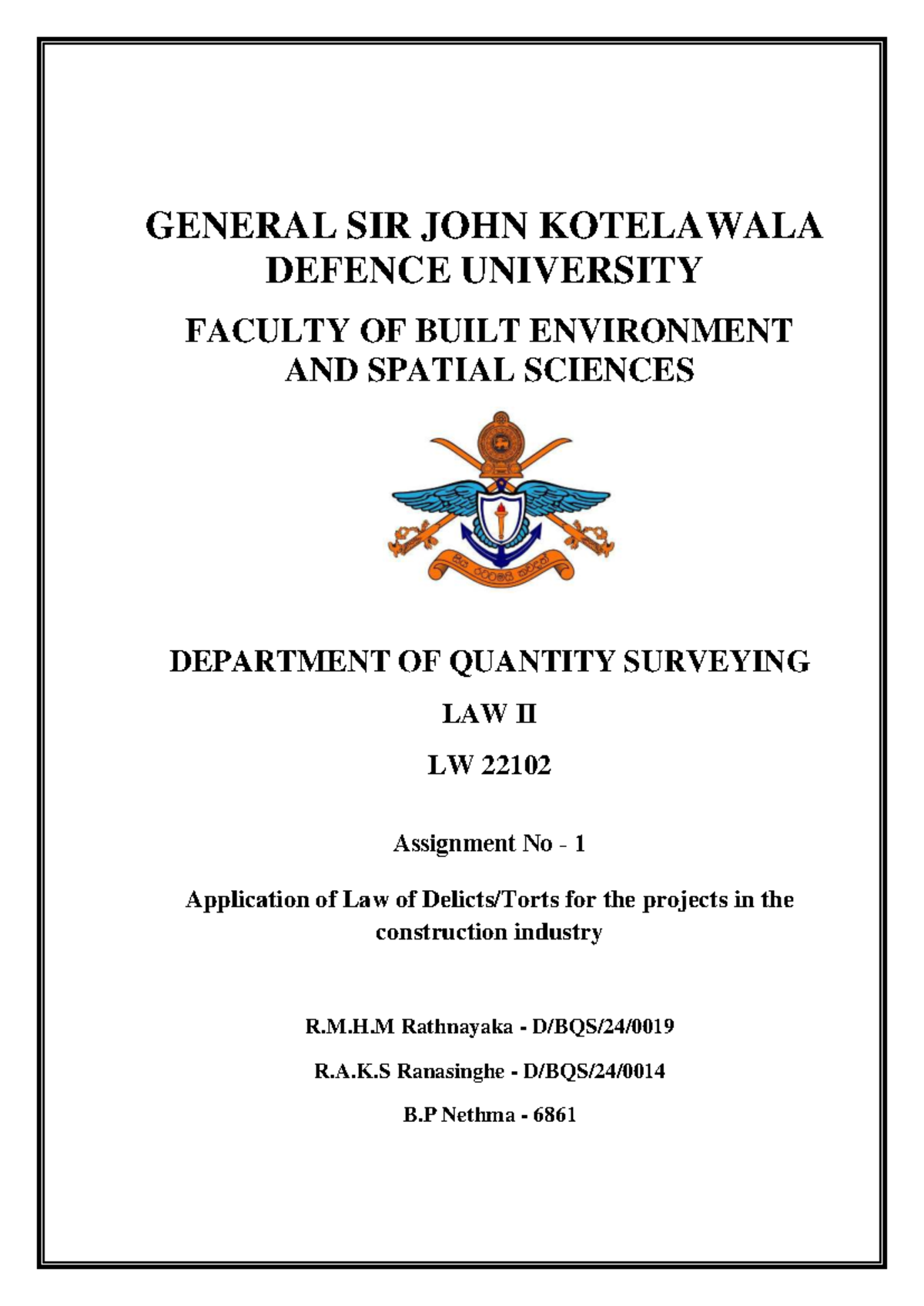 LW 22102 Assignment 1: Application of Tort Law in Construction Projects ...