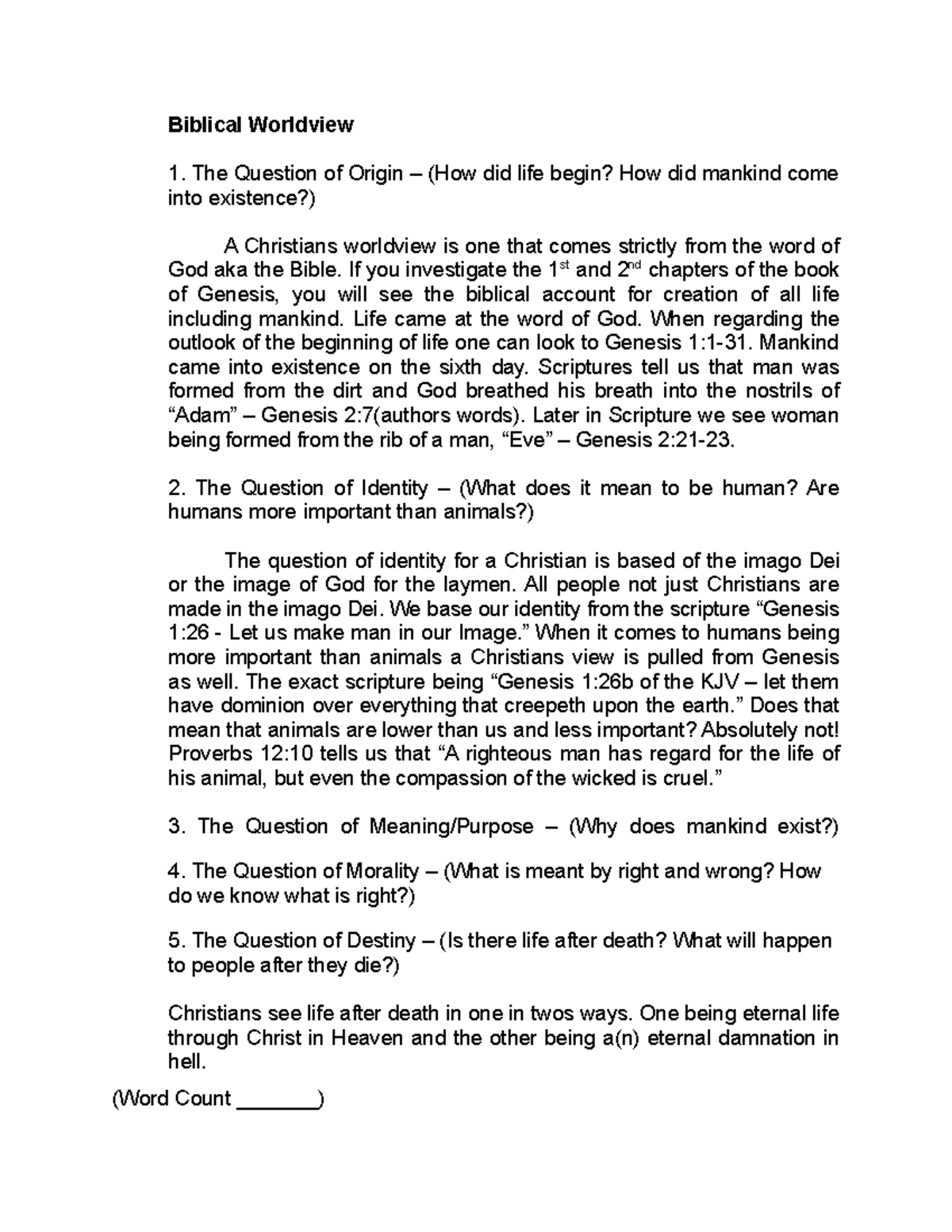 Biblical vs Secular Worldview: Origins, Identity, and Morality Analysis ...