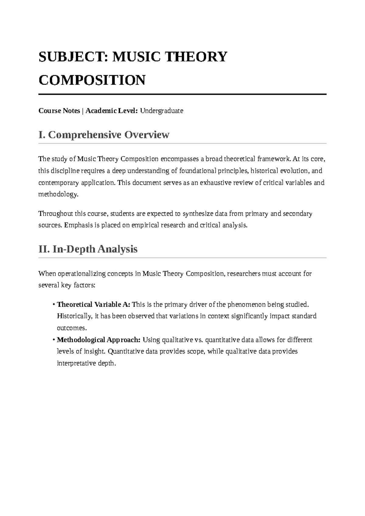MUSIC 101: Comprehensive Course Notes on Music Theory Composition - Studocu