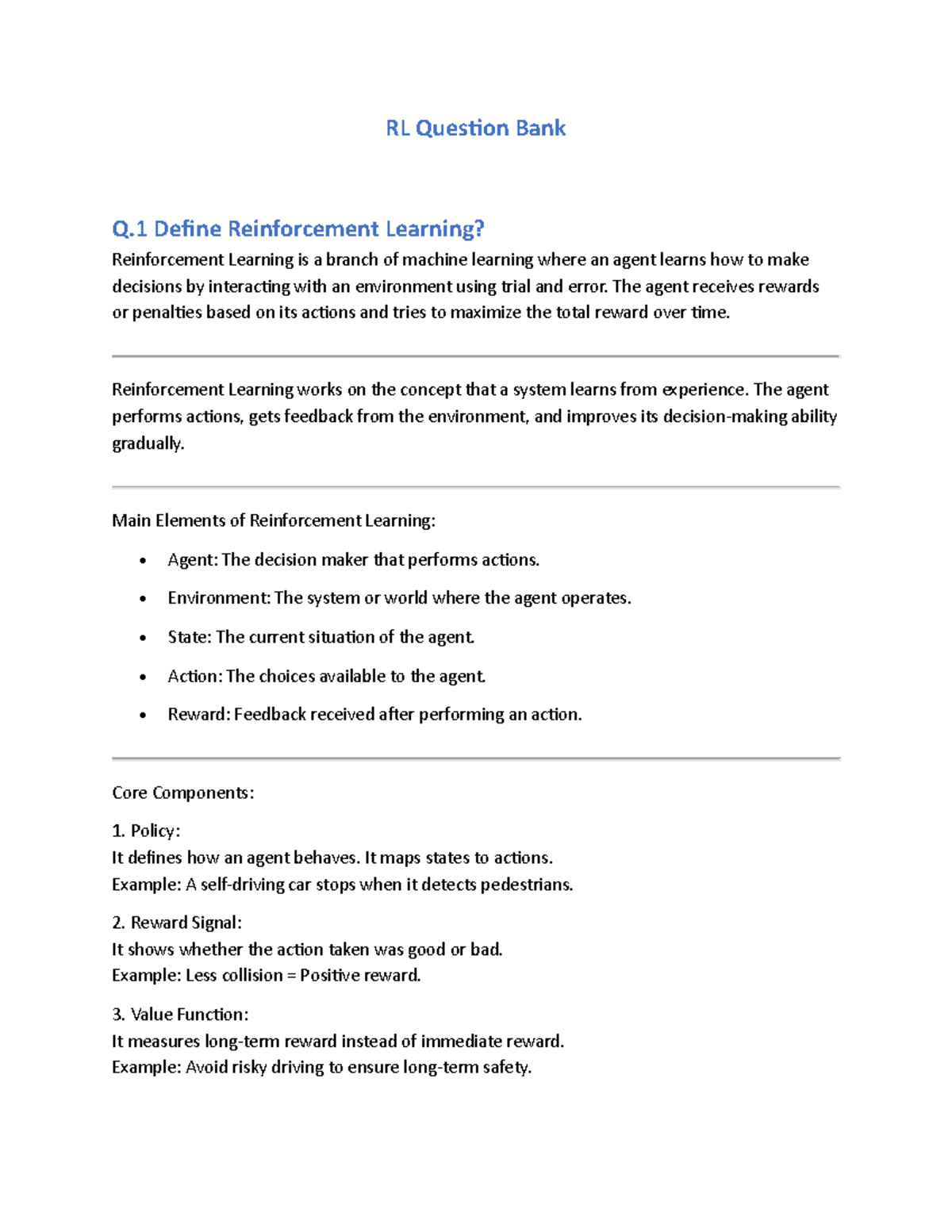 RL Question Bank: Key Concepts and Algorithms in Reinforcement Learning ...