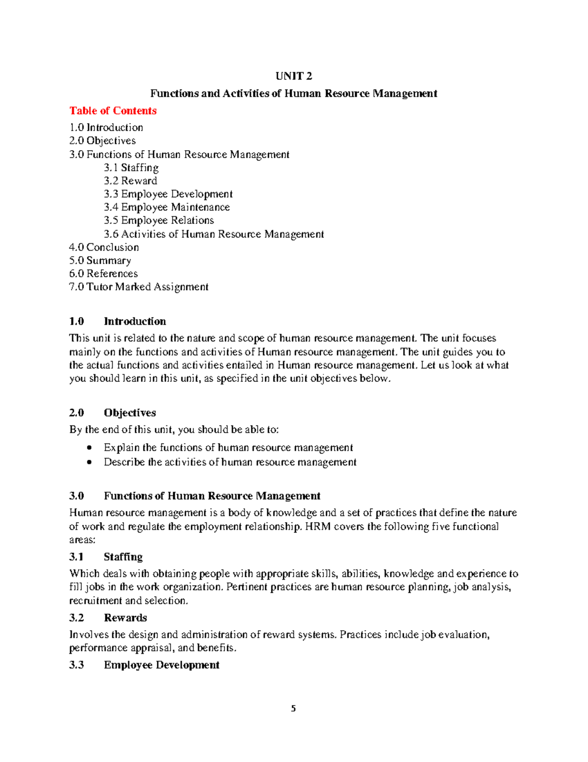 UNIT 2 - Functions & Activities of Human Resource Management - Studocu