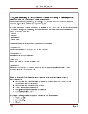 Tutorial 2 - Practice questions - CHE 311 tutorial questions 2 Section A: answer the following ...
