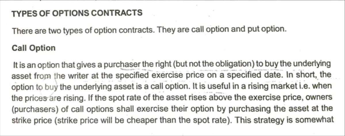 Types of option contract - Strategic Financial Management - Studocu