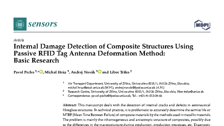 Internal Damage Detection in Composite Structures Using RFID Tags ...