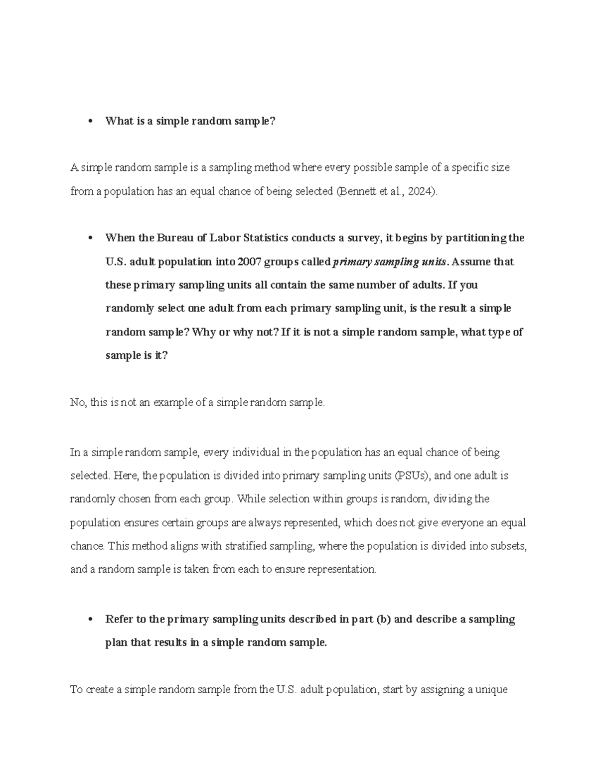 PSY223-Module 1 - Module 1 - What is a simple random sample? A simple random sample is a ...