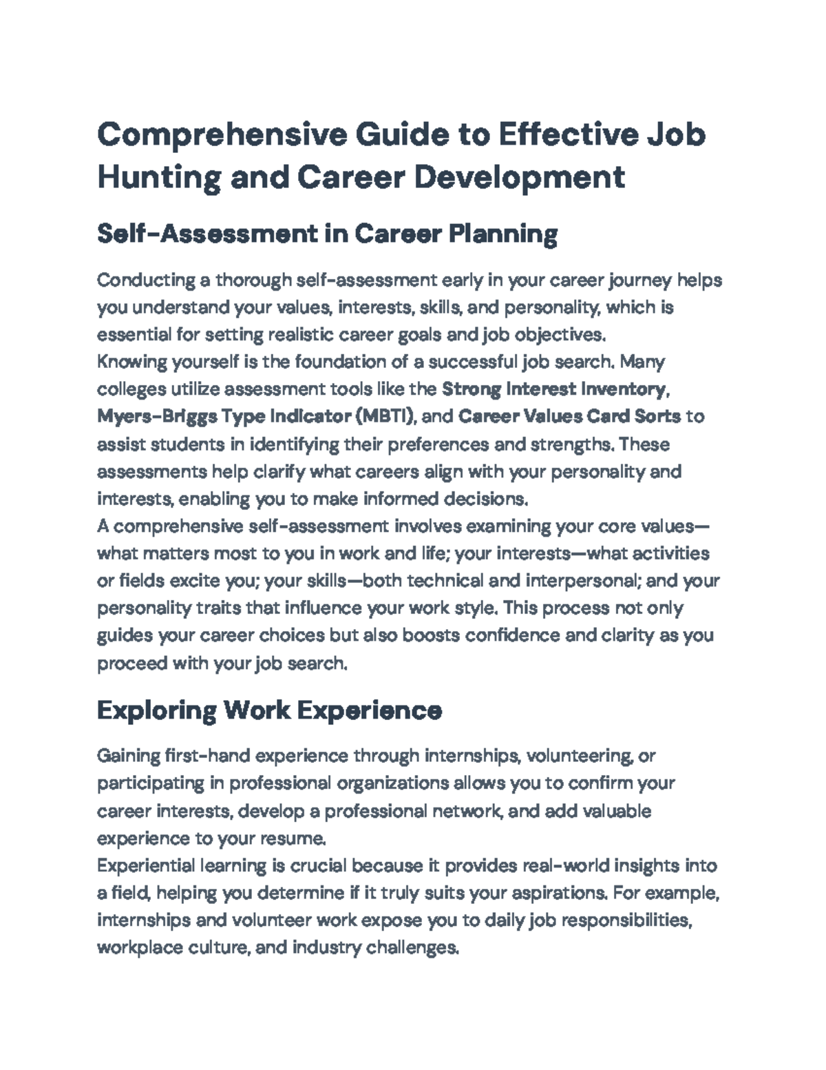 Comprehensive Guide to Career Development & Job Search Strategies - Studocu