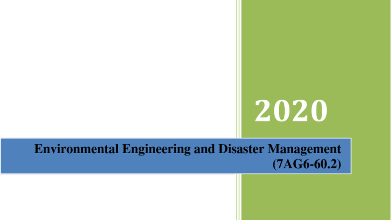 EEDM 2020: Environmental Engineering & Disaster Management Notes - Studocu