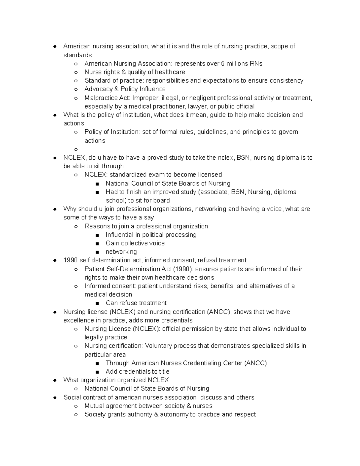 Nursing Midterm Review: Key Concepts & Standards (NURS 101) - Studocu