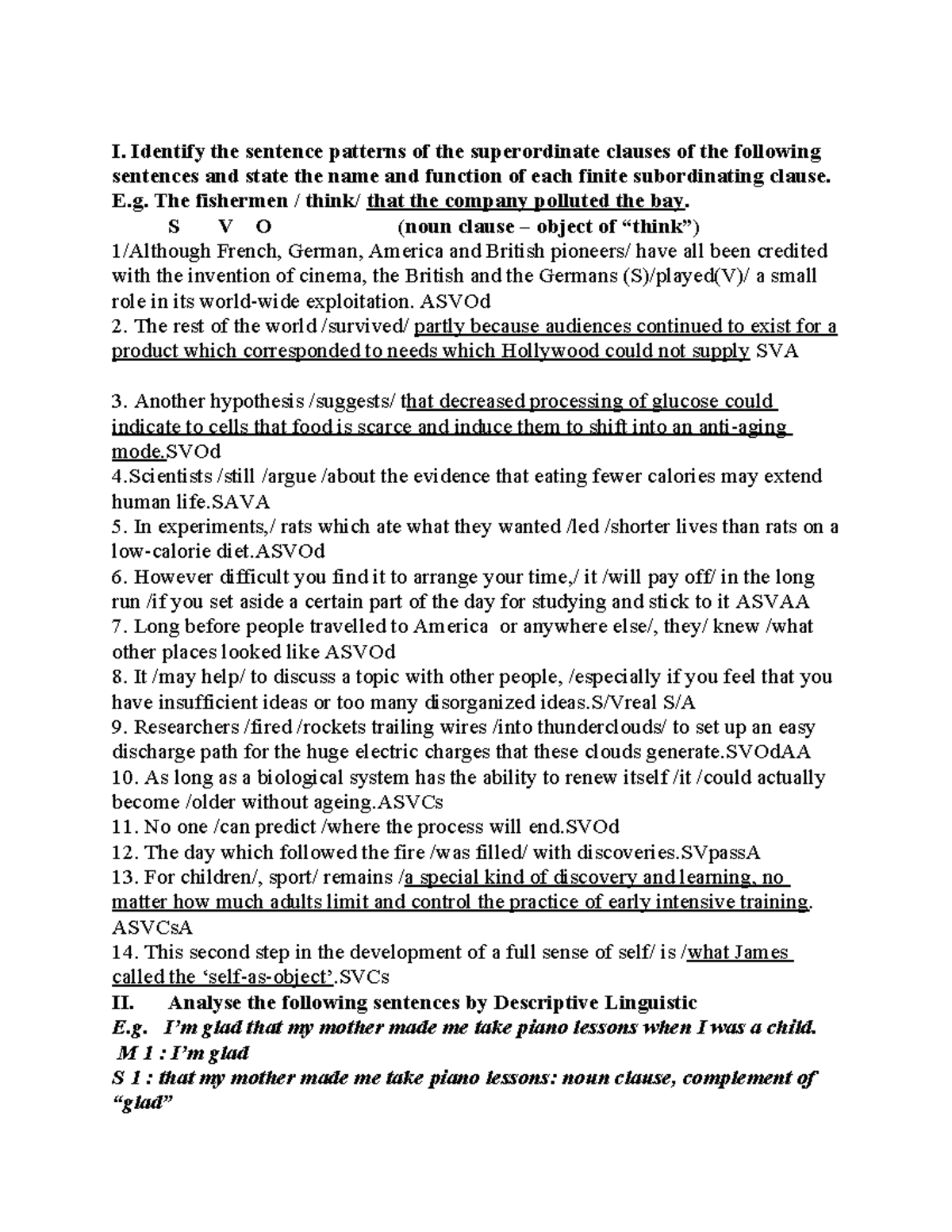 Assignment 10n - NPNC: Analyzing Superordinate Clauses and Sentence ...