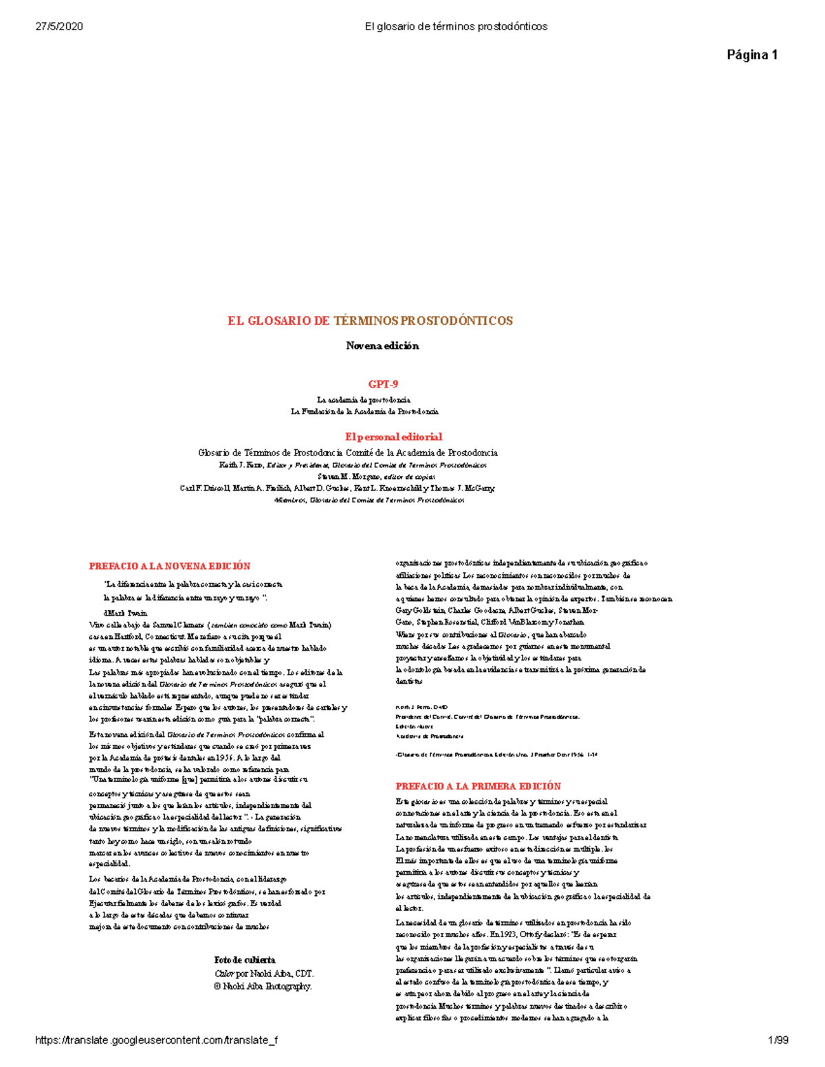 Glosario de Términos Prostodónticos - Novena Edición (GPT-9) - Studocu