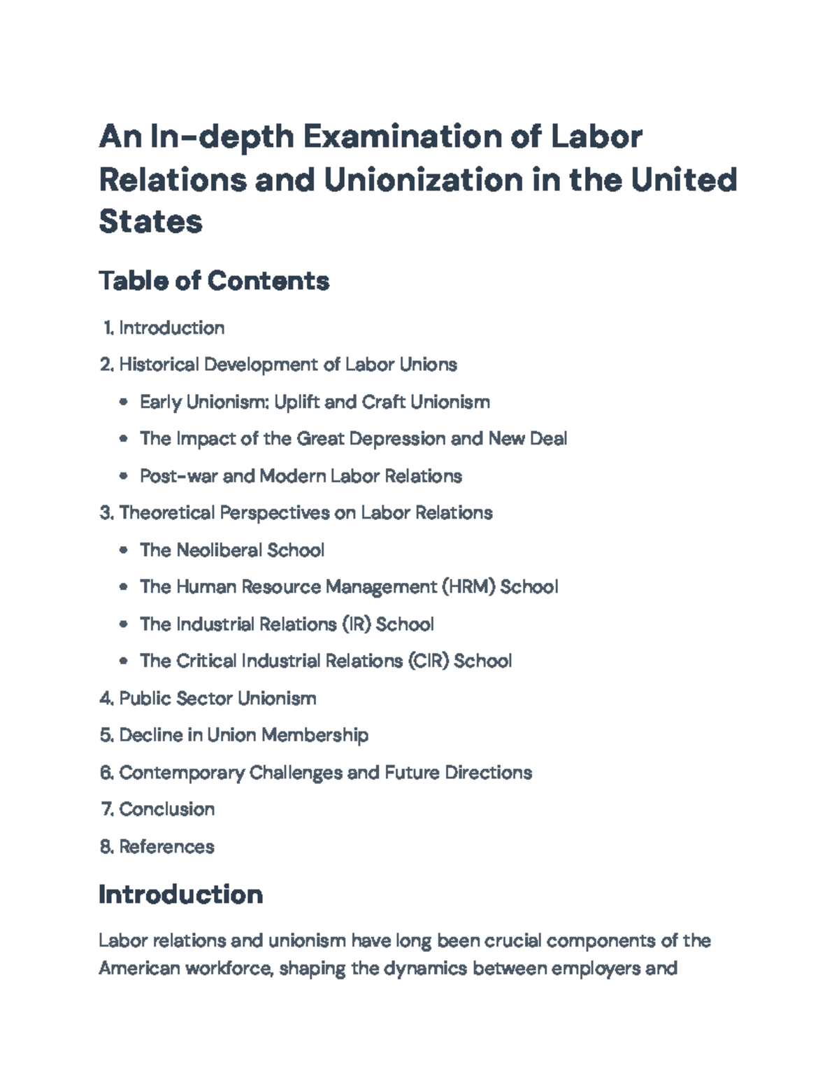 Labor Relations and Unionization in the U.S.: A Comprehensive Overview ...
