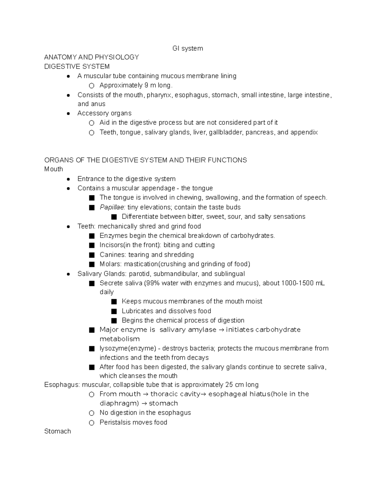 Gastrointestinal system - GI system ANATOMY AND PHYSIOLOGY DIGESTIVE ...