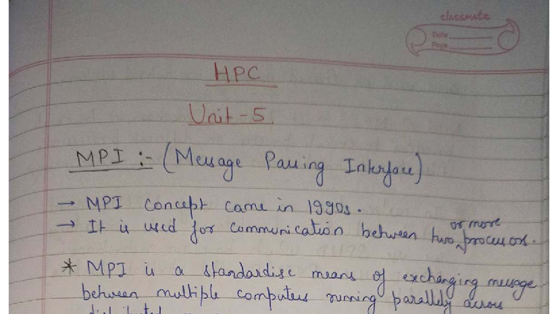 HPC Unit 5: Understanding MPI Concepts and Communication Techniques - Studocu