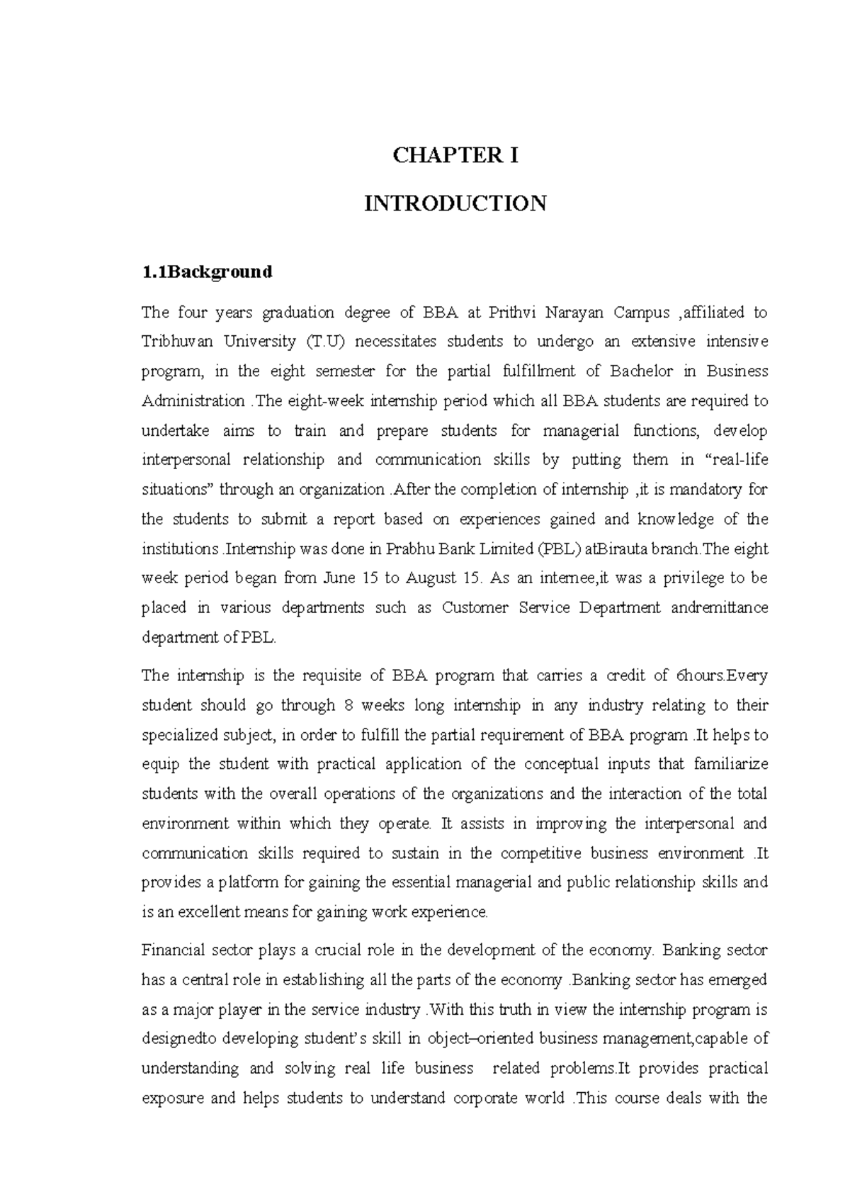 BBA Internship Report at Prabhu Bank Limited (Semester 8, Final) - Studocu