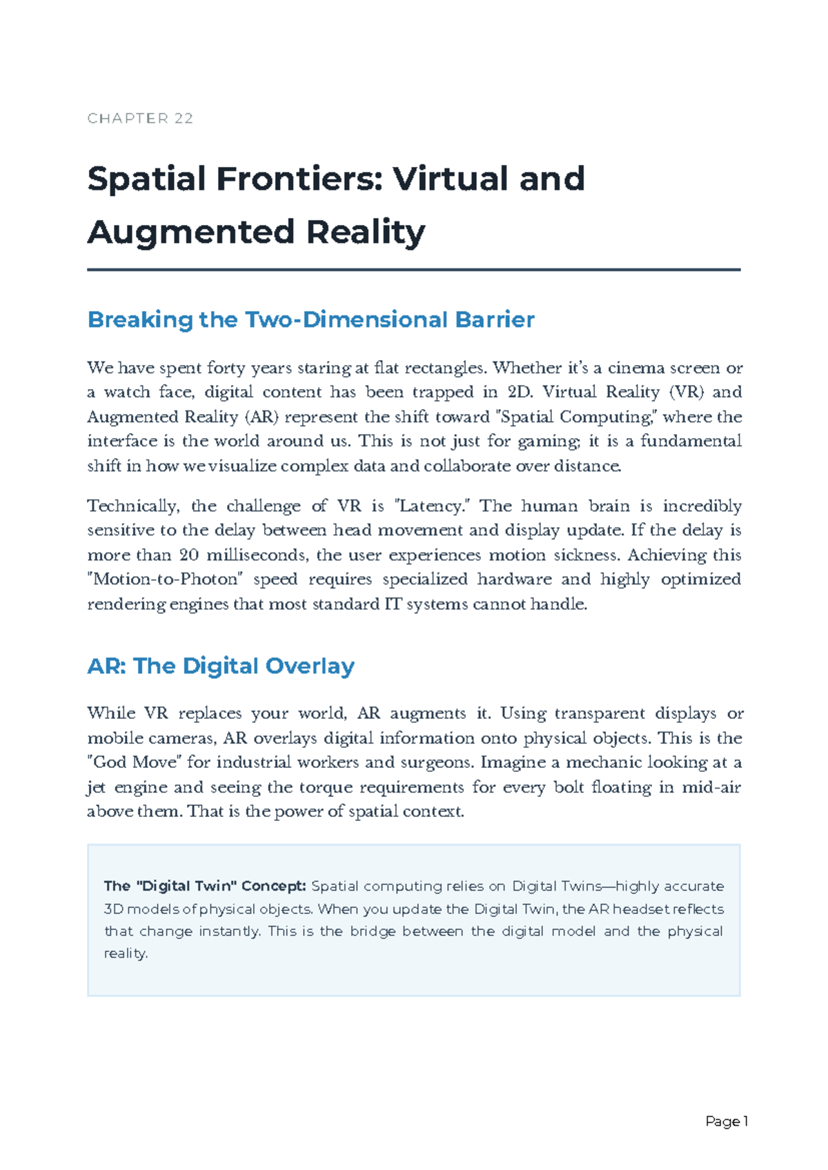 Chapter 22: Spatial Frontiers in VR & AR Technology - Studocu