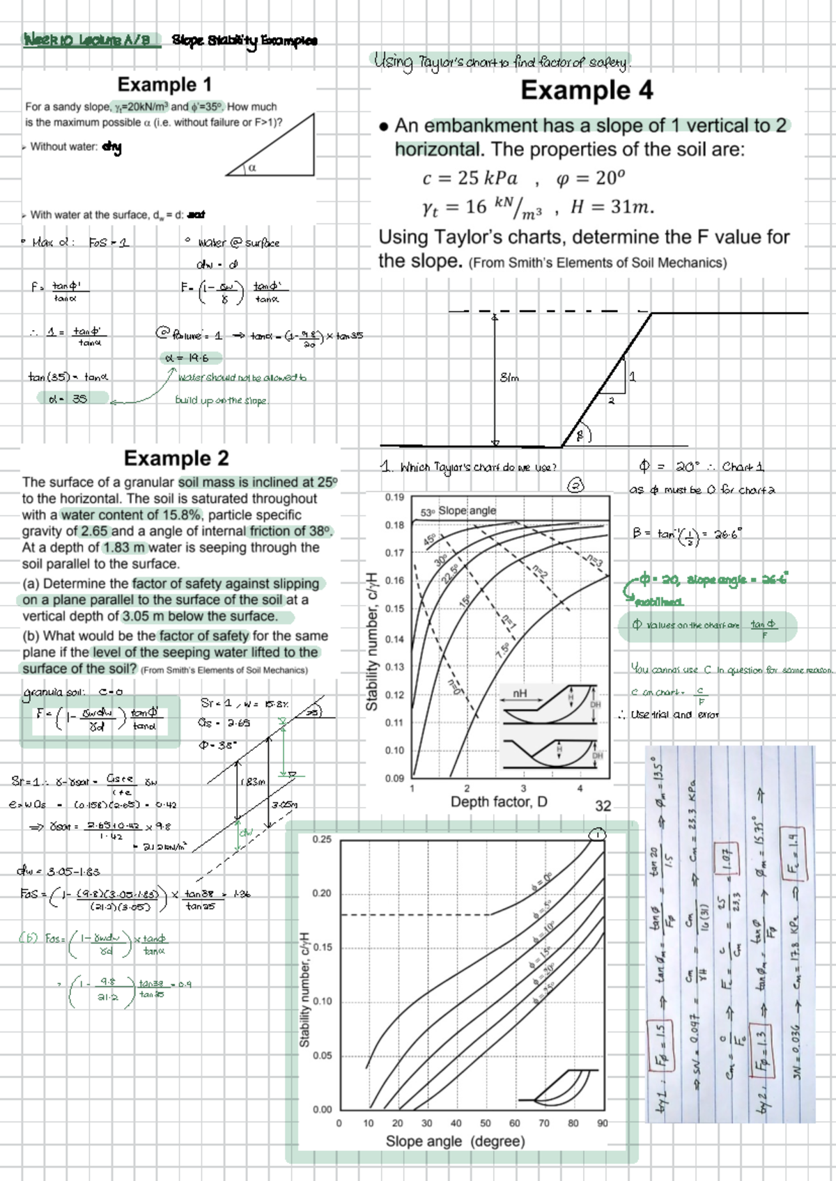 Lecture Notes 10 Examples - Week 10 Lecture A/B Slope Stability ...