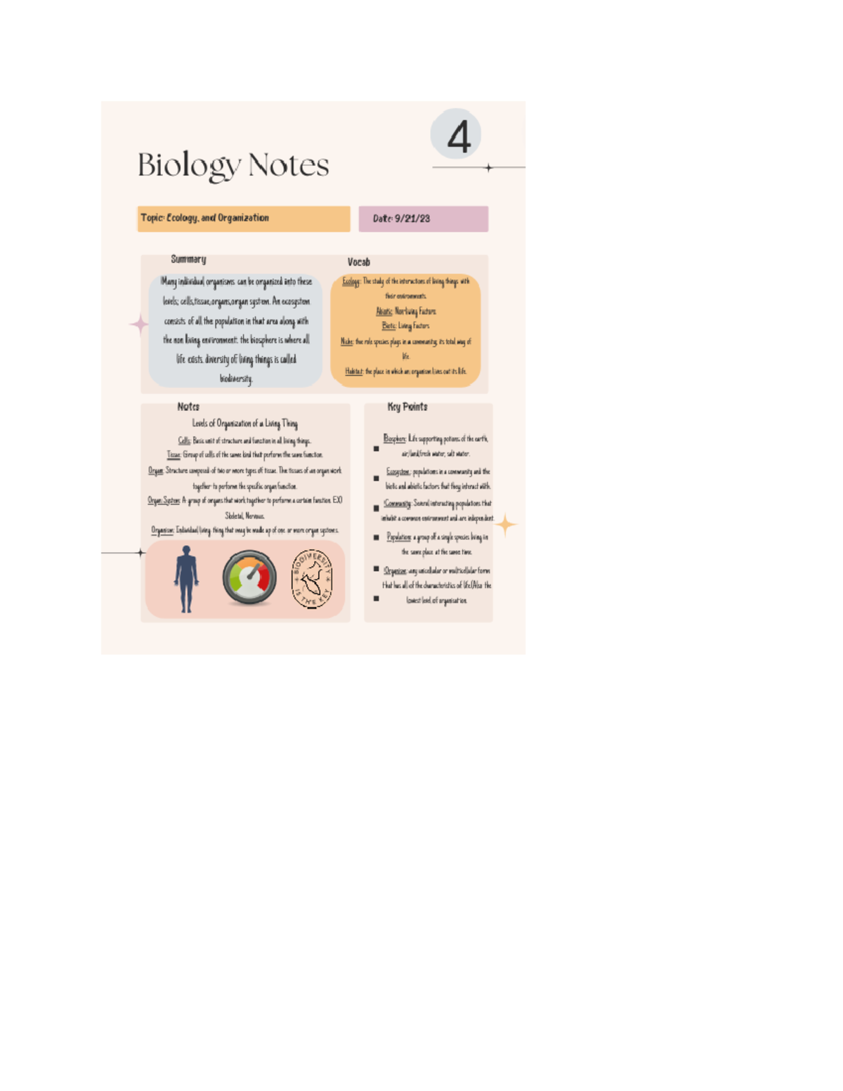 Biology 4: Ecology Notes on Organism Organization and Interaction - Studocu