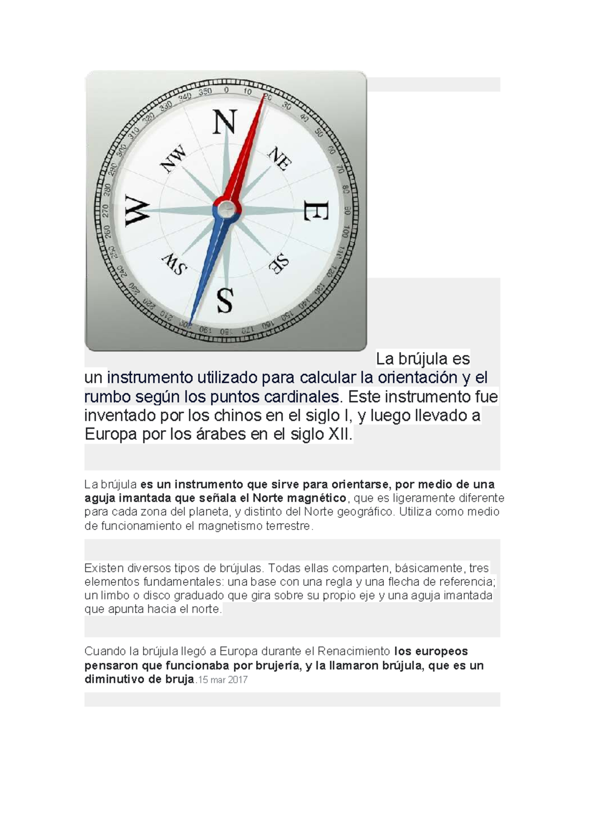 La brújula: Historia y Funcionamiento del Instrumento de Orientación ...