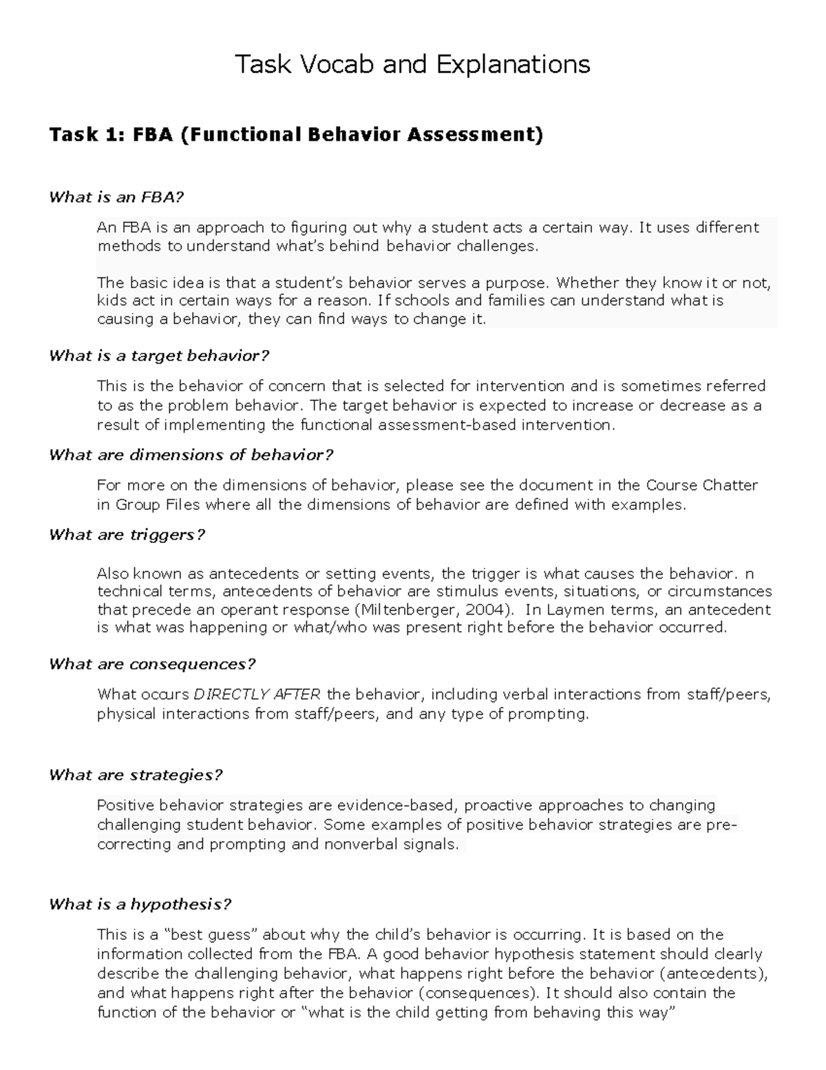 D001 Task 1 FBA Vocabulary and Key Concepts Guide - Studocu