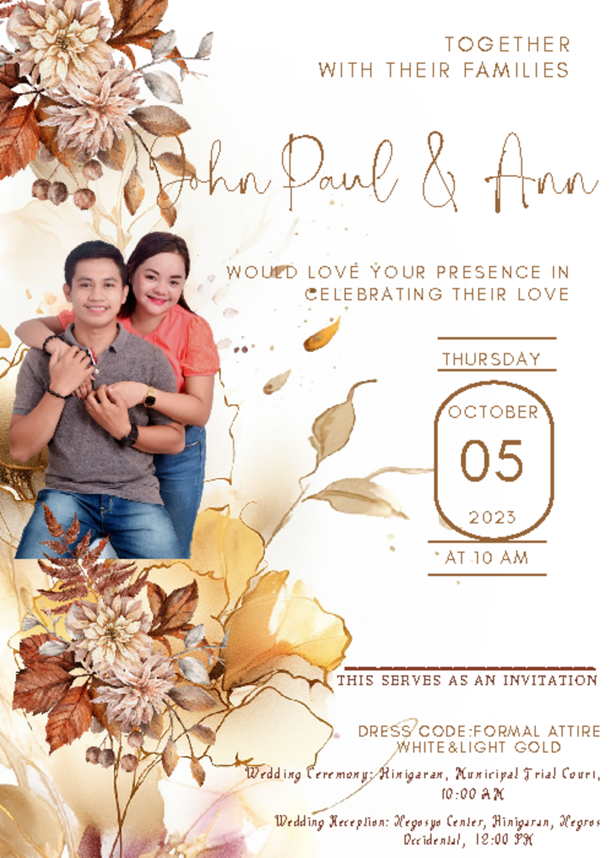 White and Golden Modern Wedding Invitations - 2 0 2 3 John Paul & Ann ...