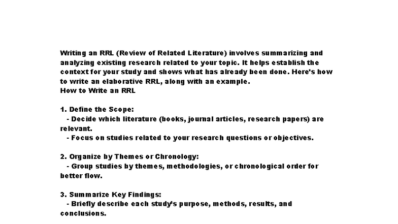 How to Write an RRL: A Guide to Summarizing Literature - Studocu