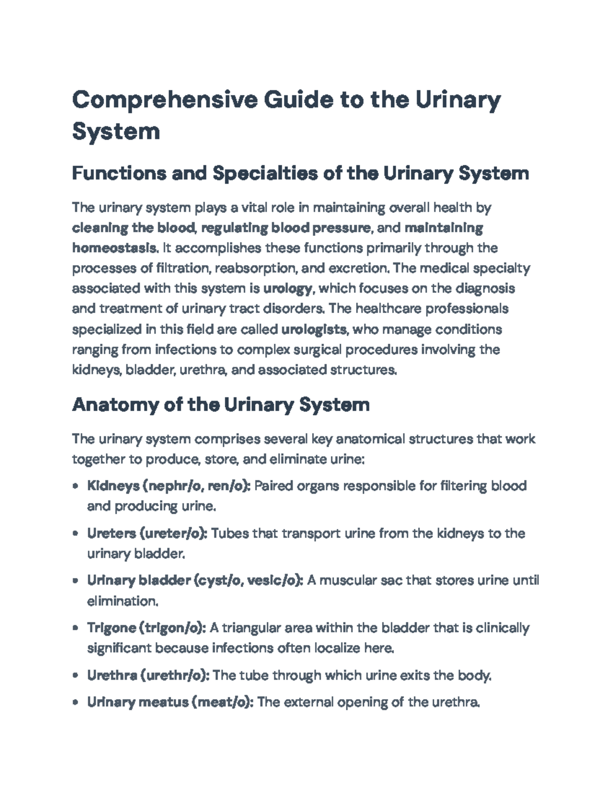Comprehensive Guide to Urinary System Disorders & Treatments (BIO 101 ...