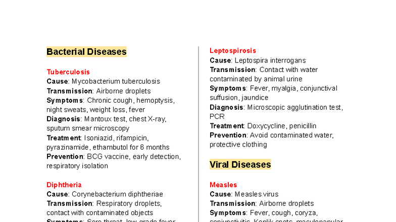 Communicable Diseases Overview: Causes, Symptoms, and Treatments - Studocu