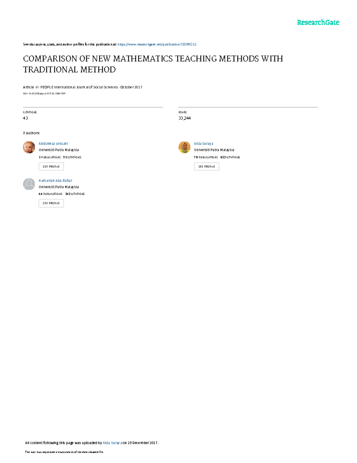 Comparison of New Math Teaching Methods vs Traditional Methods: A Study ...