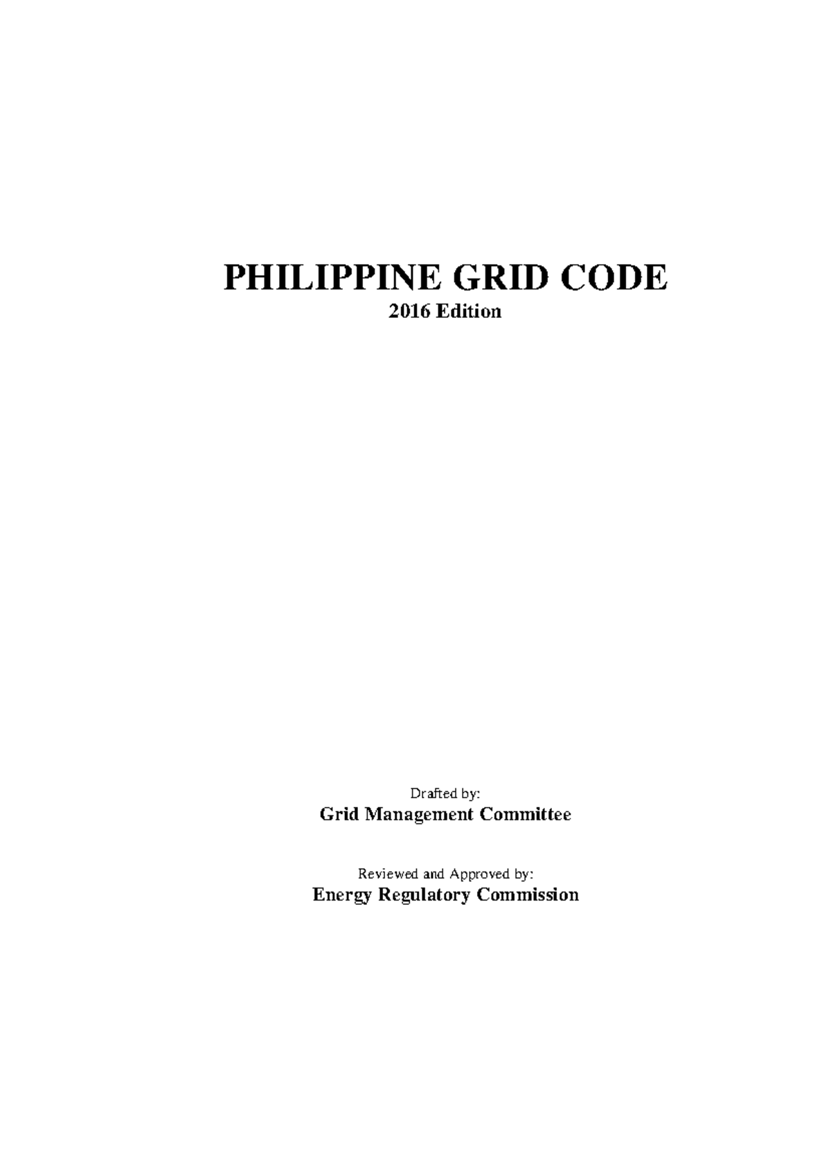Philippine Grid Code 2016 Edition: Comprehensive Rules & Standards - Studocu