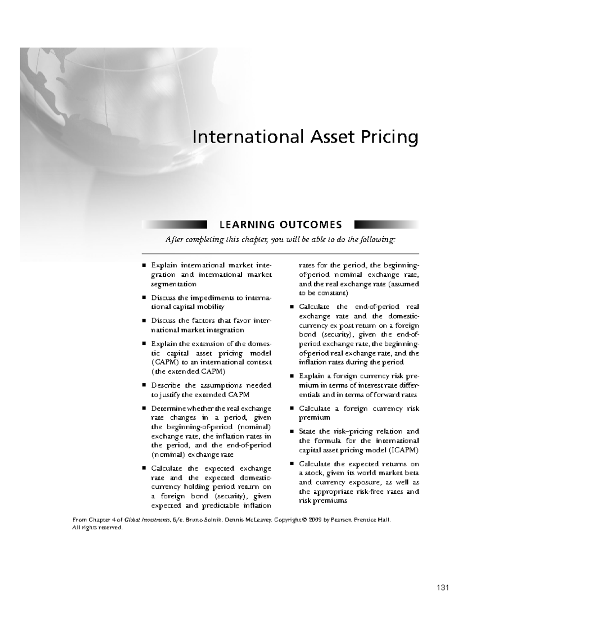 B2 International Asset Pricing: Key Concepts and Learning Outcomes ...