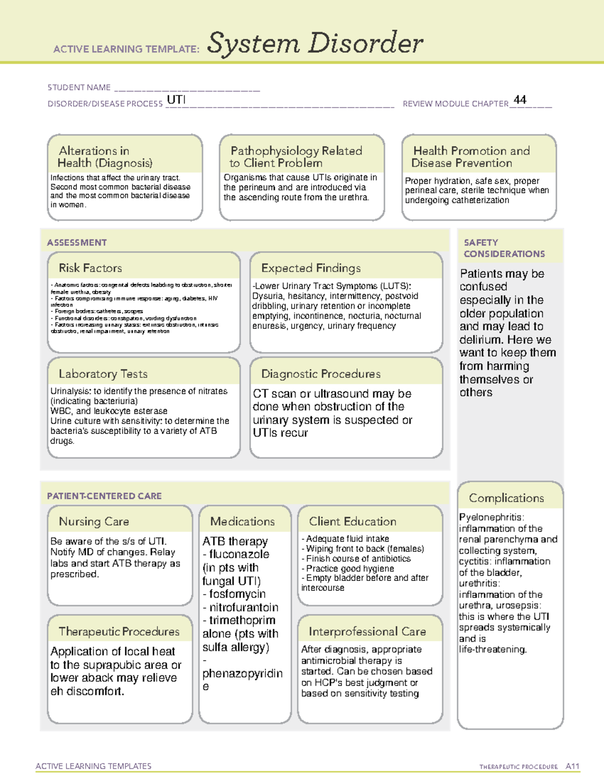 UTI - ATI temp - ACTIVE LEARNING TEMPLATES THERAPEUTIC PROCEDURE A ...