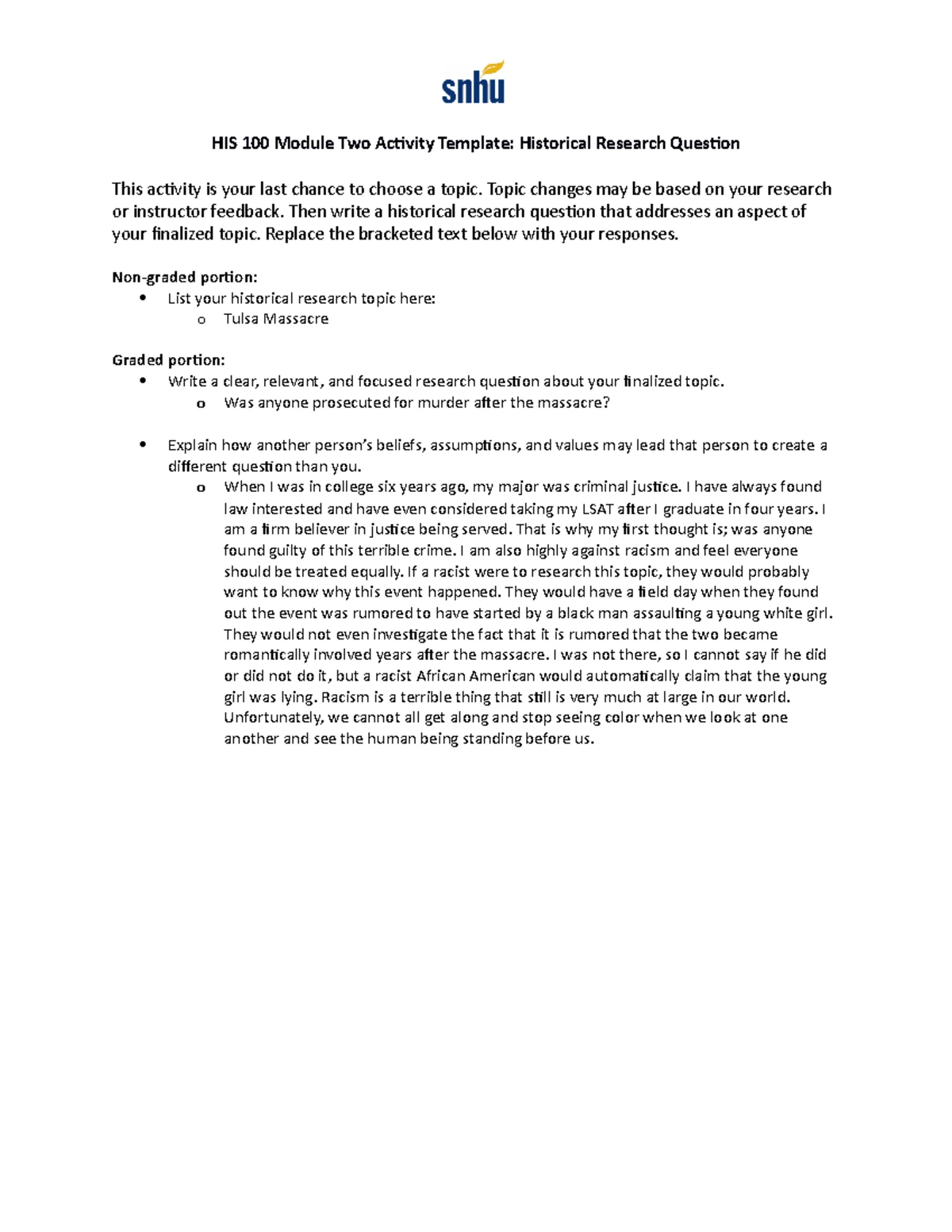 2-1 Historical Research Questions - HIS 100 Module Two Activity ...