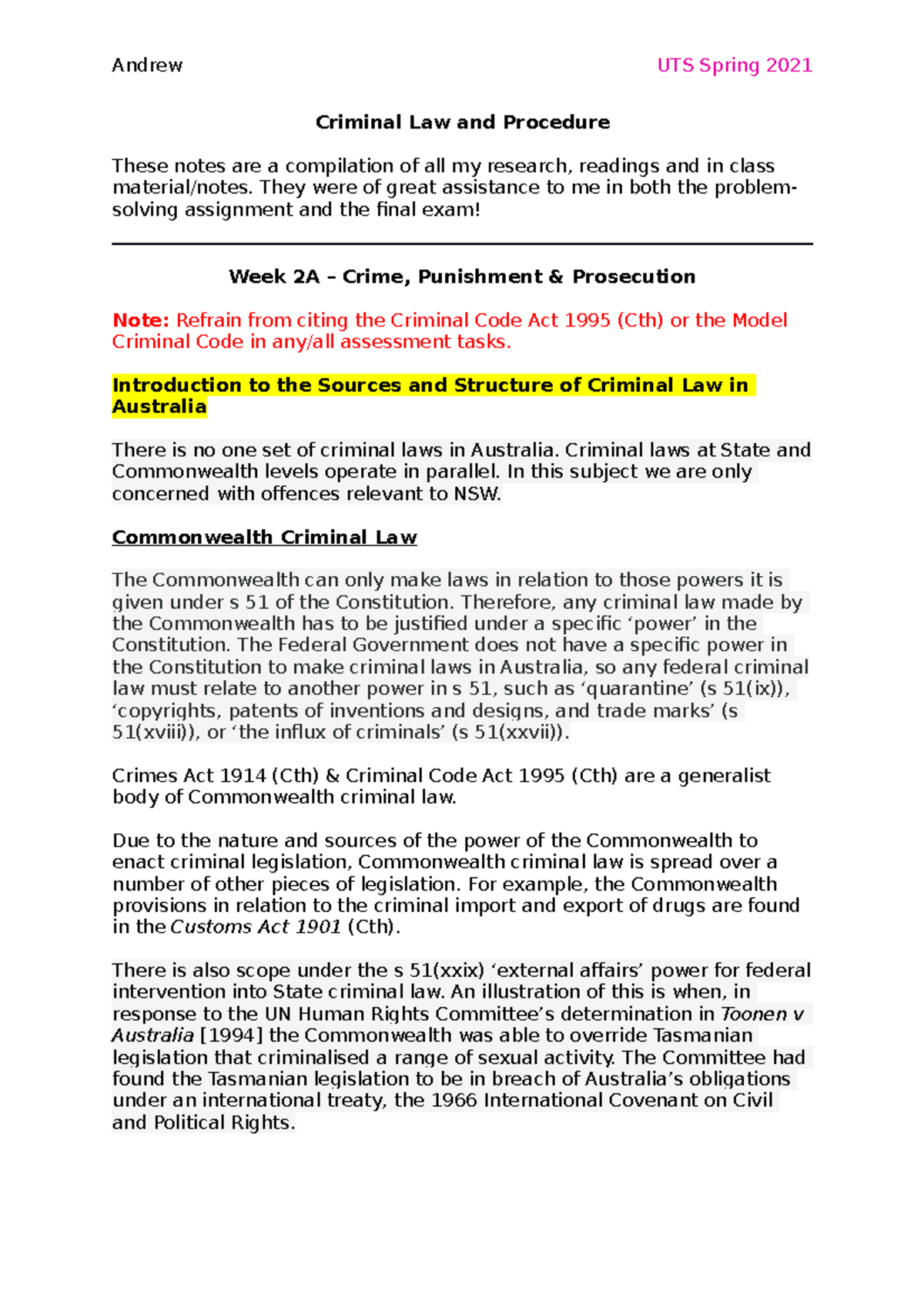 **CRIM2001 Final Exam Notes: Criminal Law & Procedure Overview** - Studocu