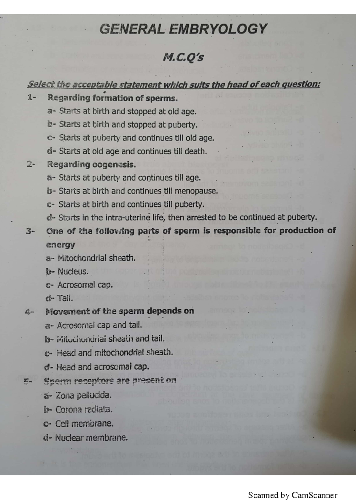 Embryology Questions And Answers Pdf Comparative Embryology Reading